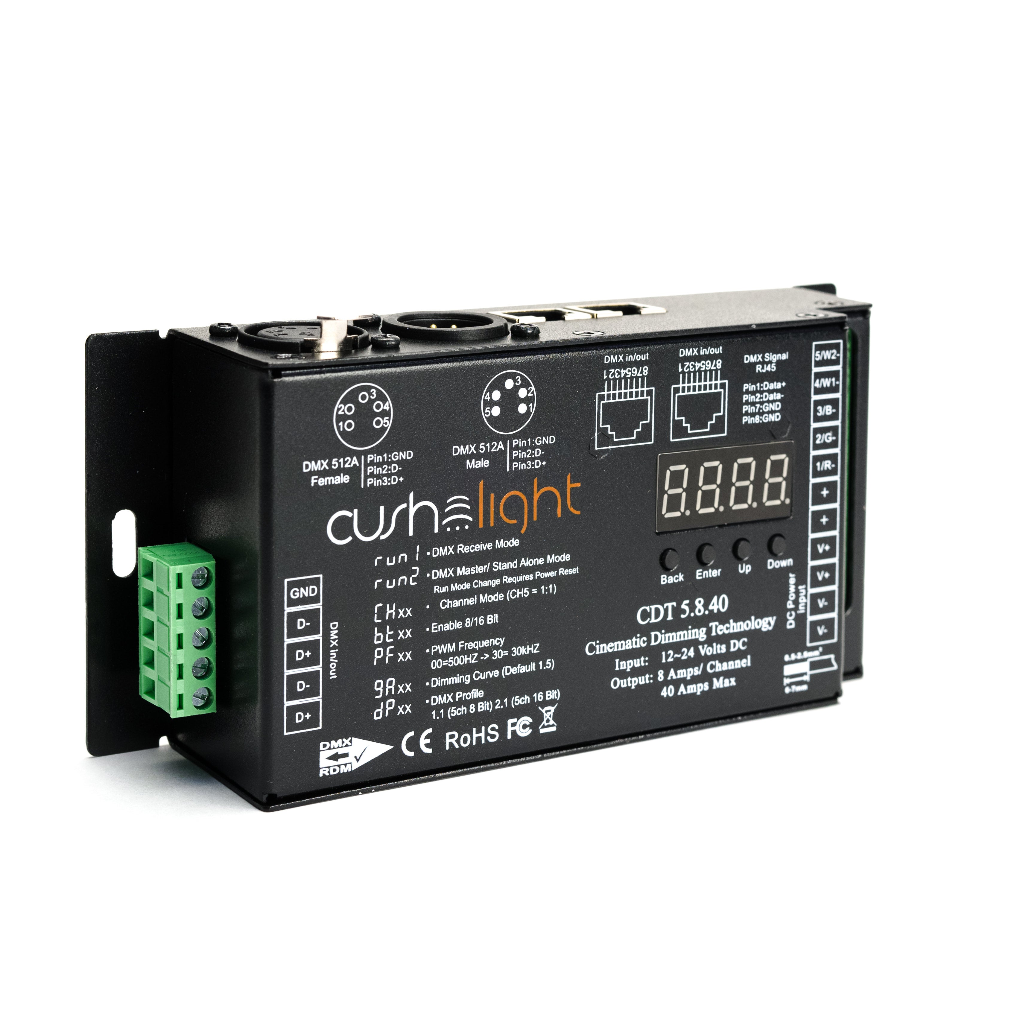 5 Ch 40 Amp Dim Curve RDM DMX Controller - Rental/Weekly | Cush Light